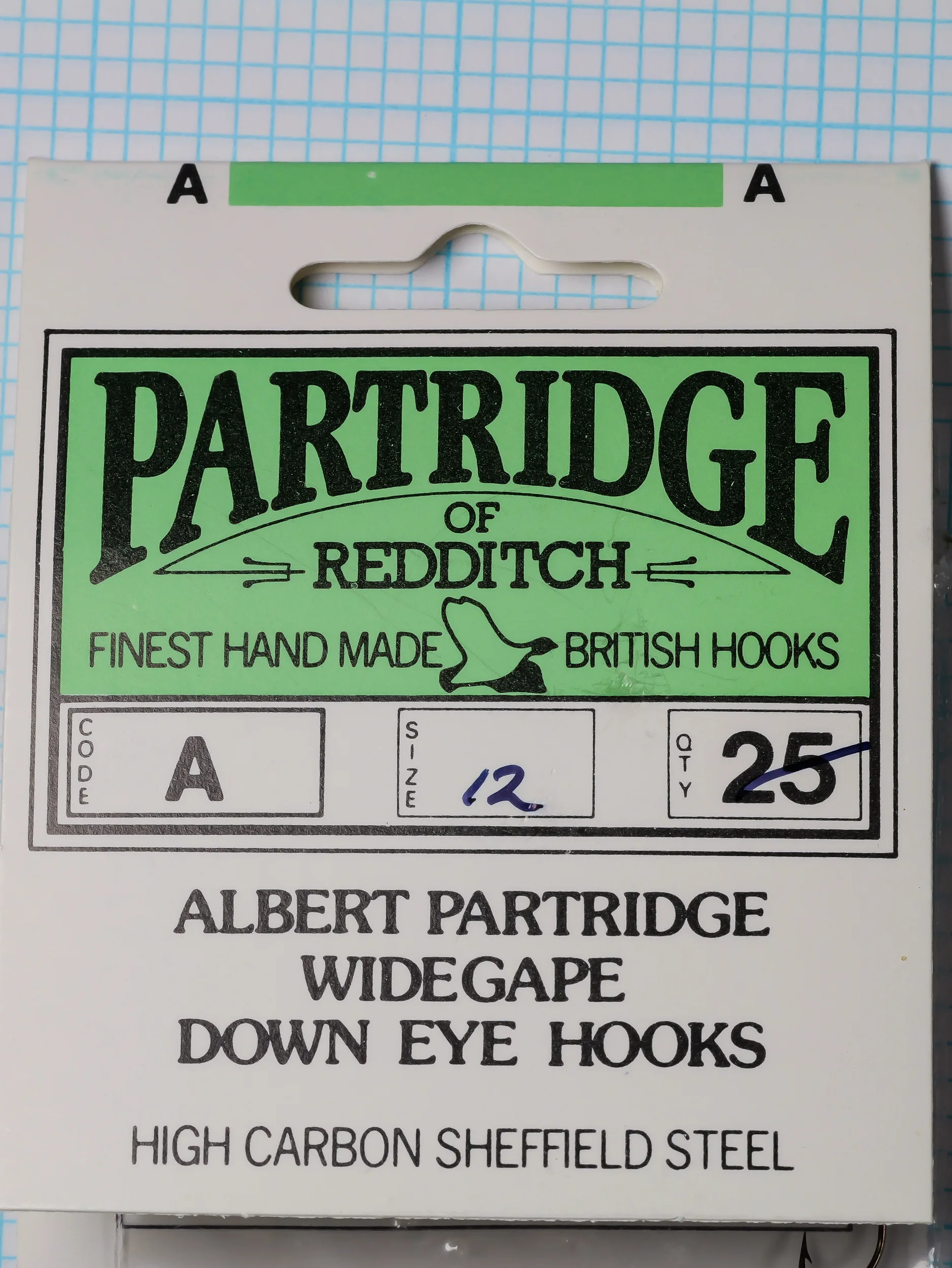 Partridge A Hooks – Albert Partridge Wide Gape Down Eye Hooks – Garren Wood